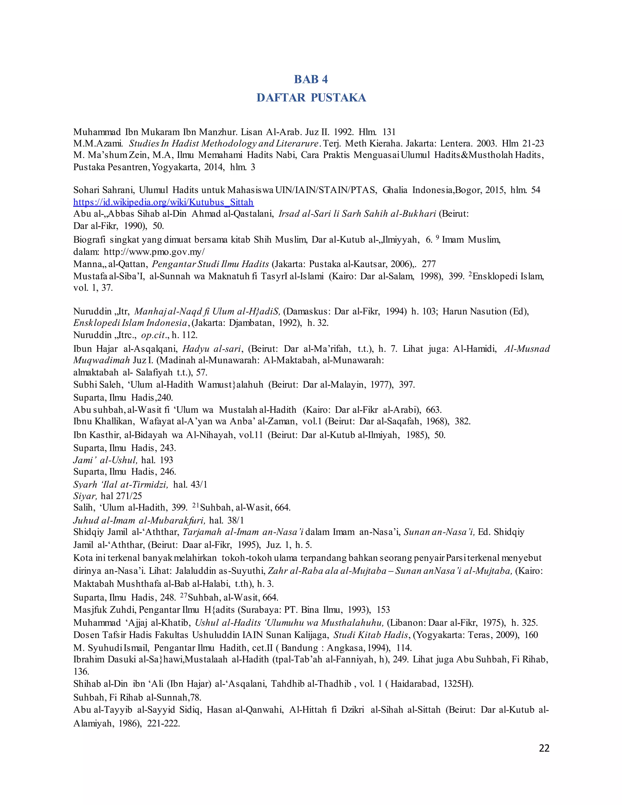 Makalah kutub al sittah | DOCX