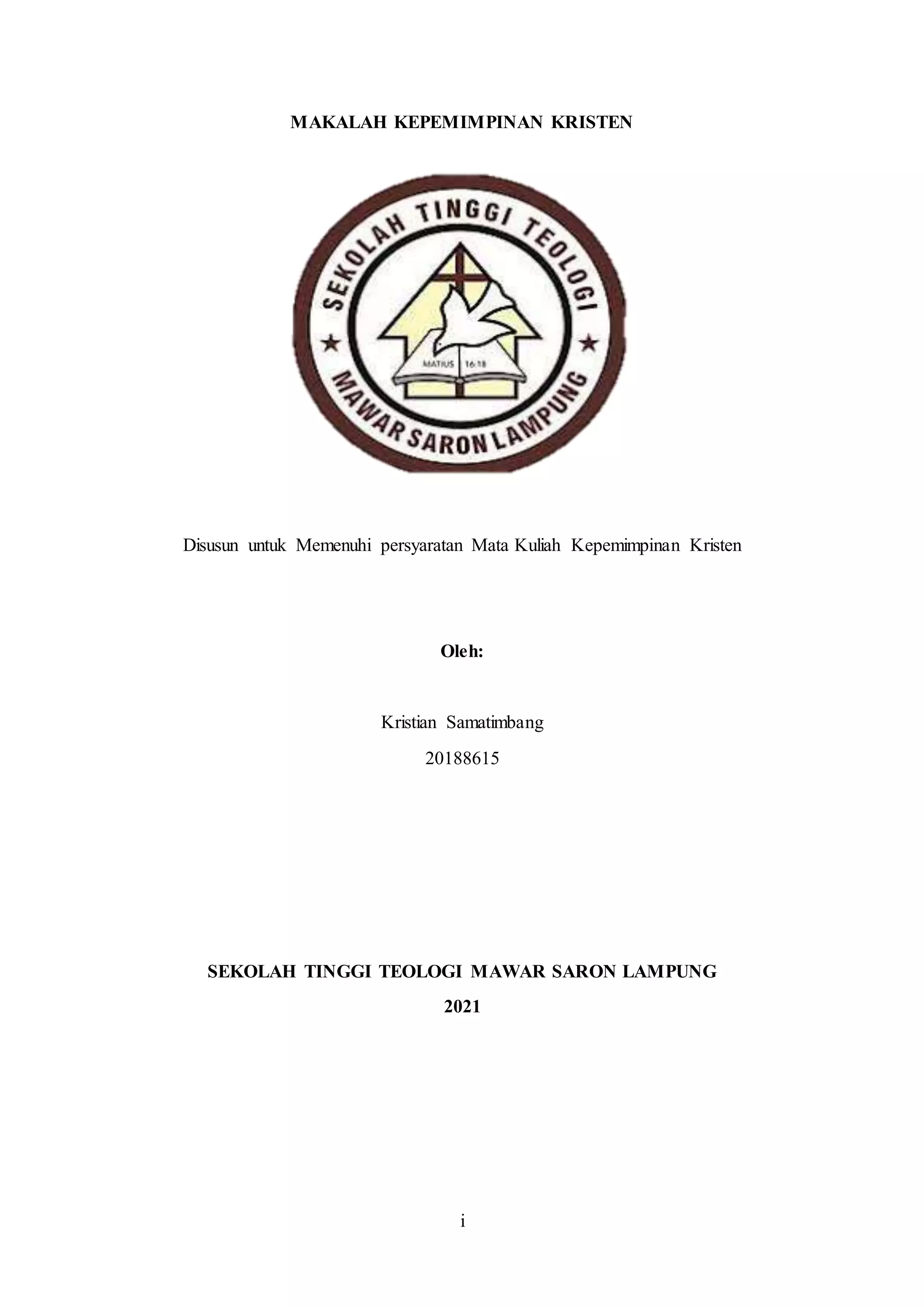 Makalah kepemimpinan kristen | DOCX