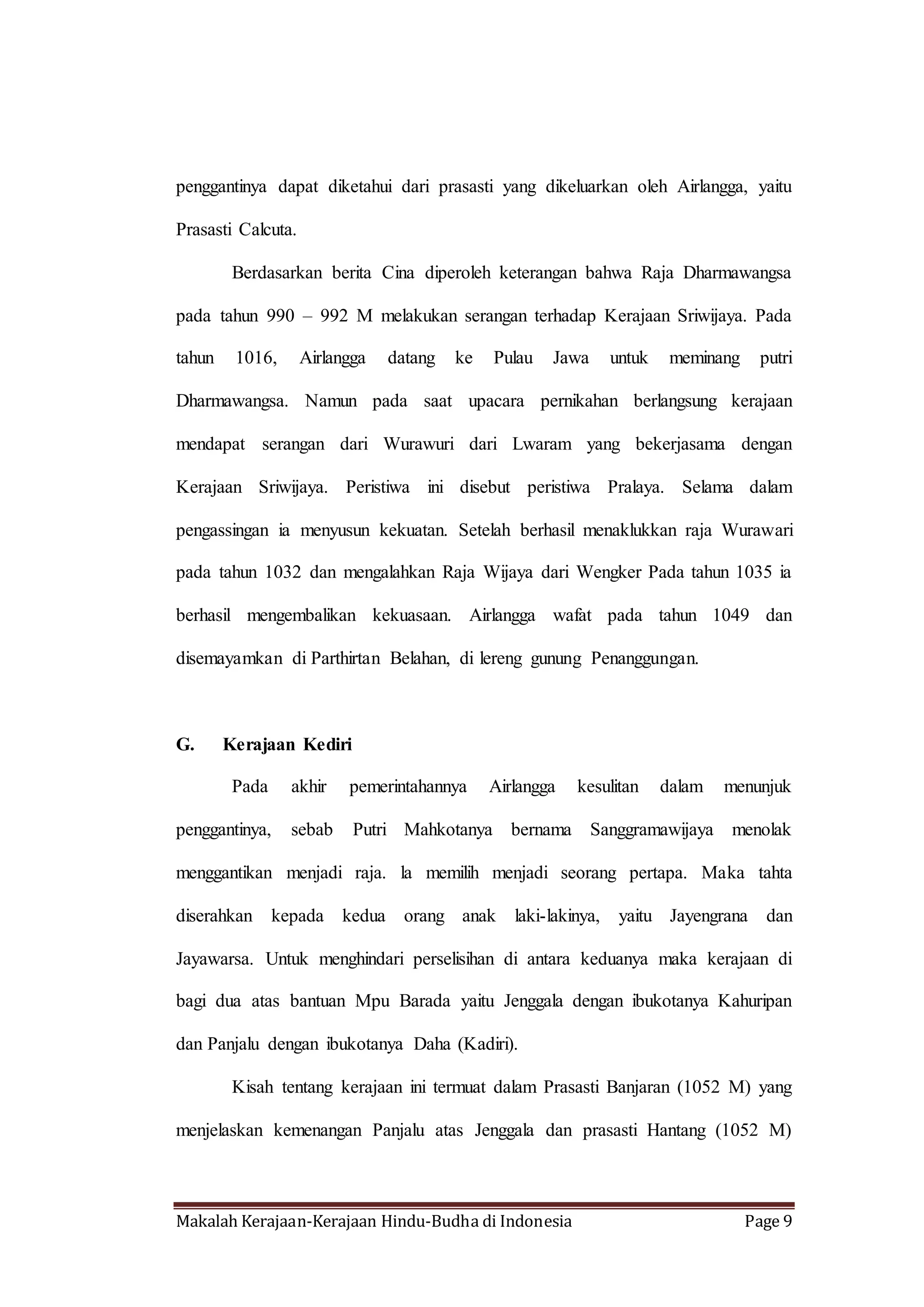 Makalah kerajaan kerajaan hindu-budha di indonesia | DOCX