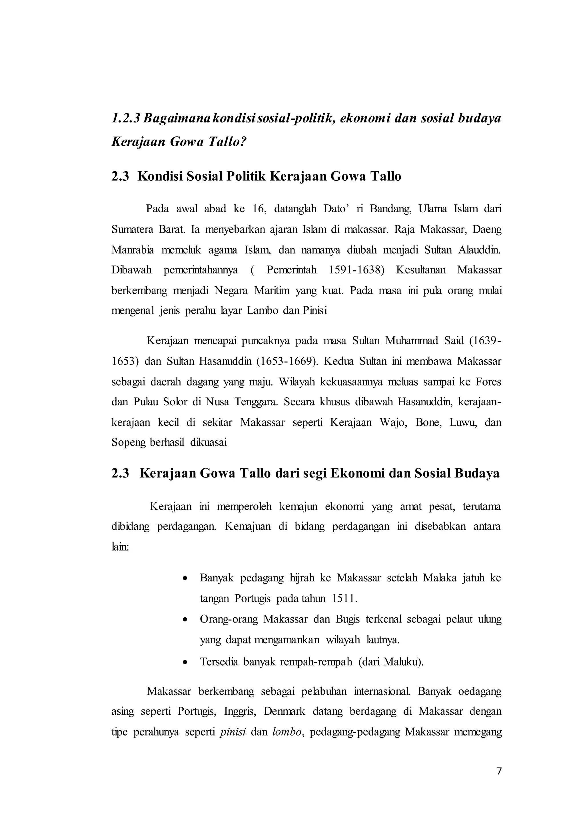 Makalah Kerajaan Gowa Tallo | DOCX