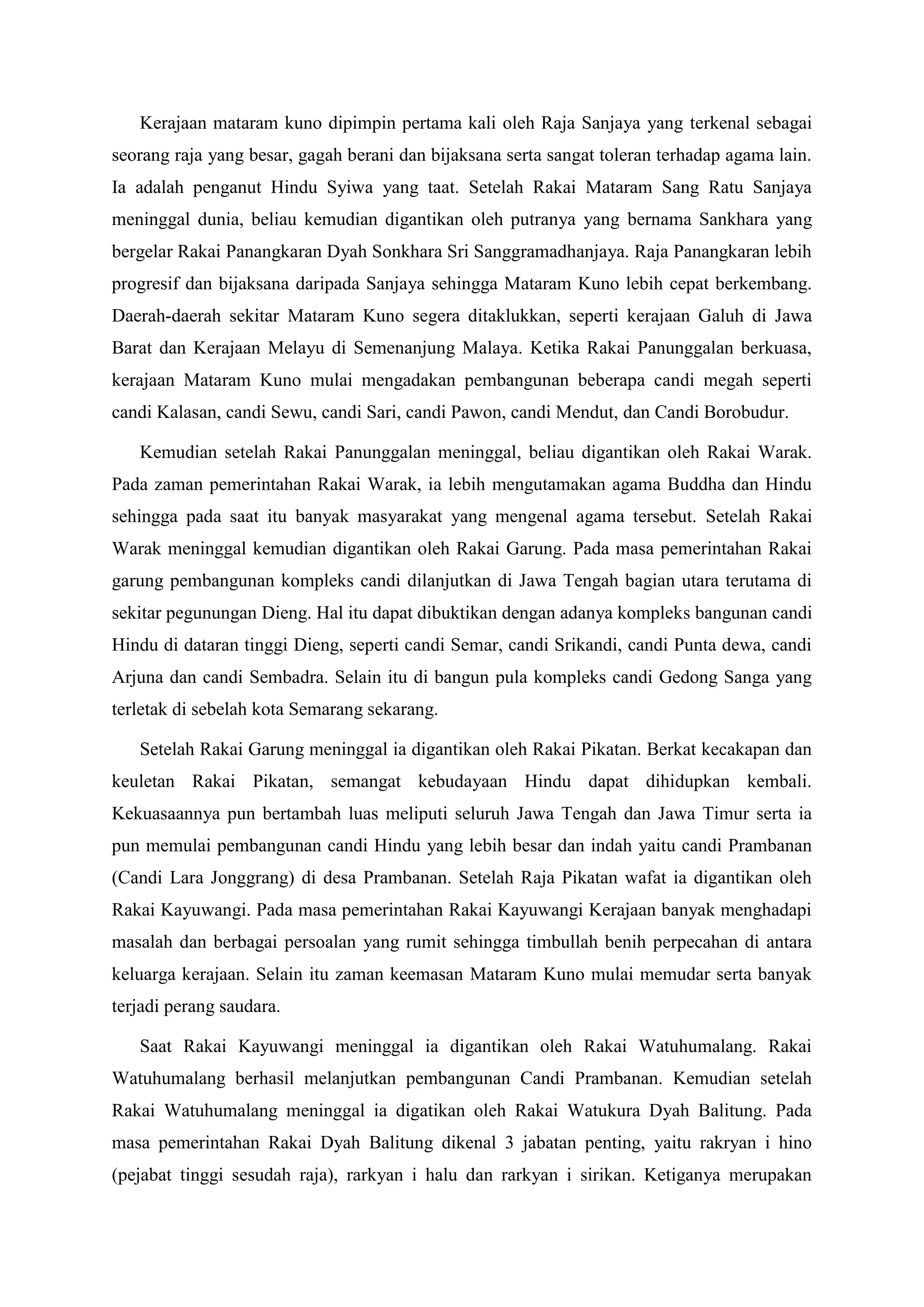 MAKALAH KERAJAAN MATARAM KUNO.docx mataram | DOCX