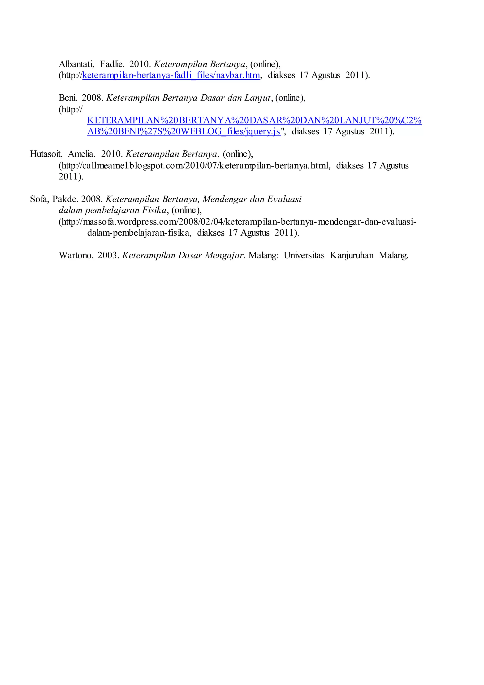 Makalah keterampilan bertanya | DOCX