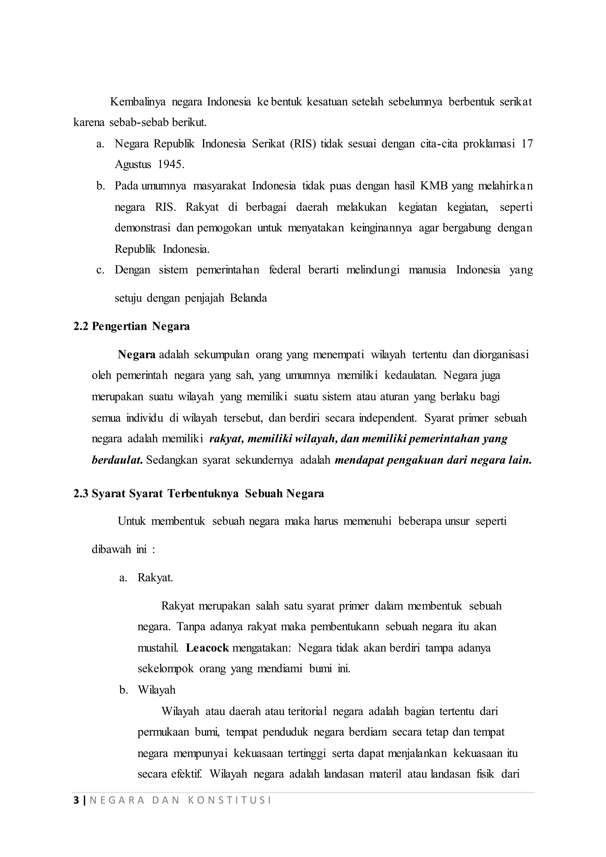 Makalah kewarganegaraan negara dan konstitusi | DOCX