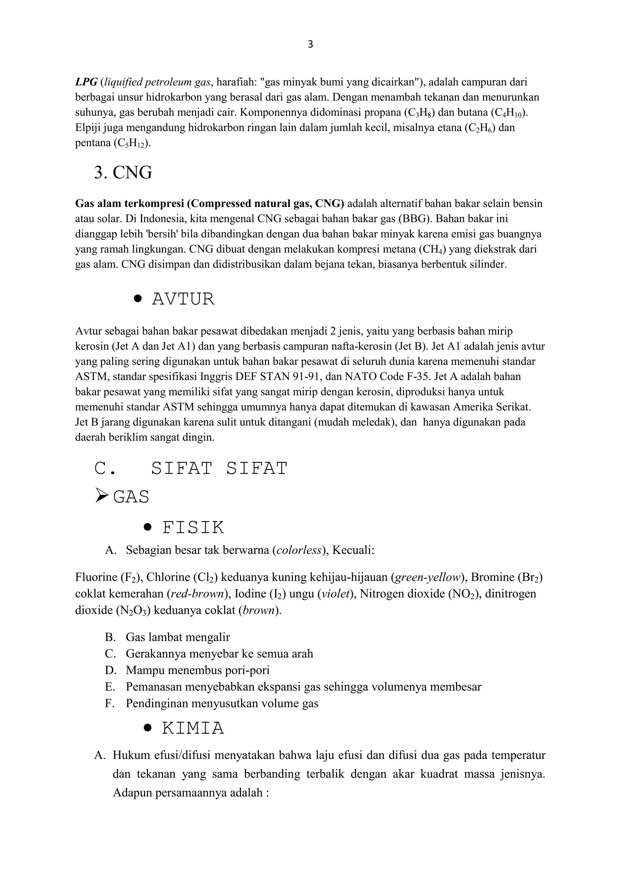 Makalah kimia : Gas dan Avtur | DOCX