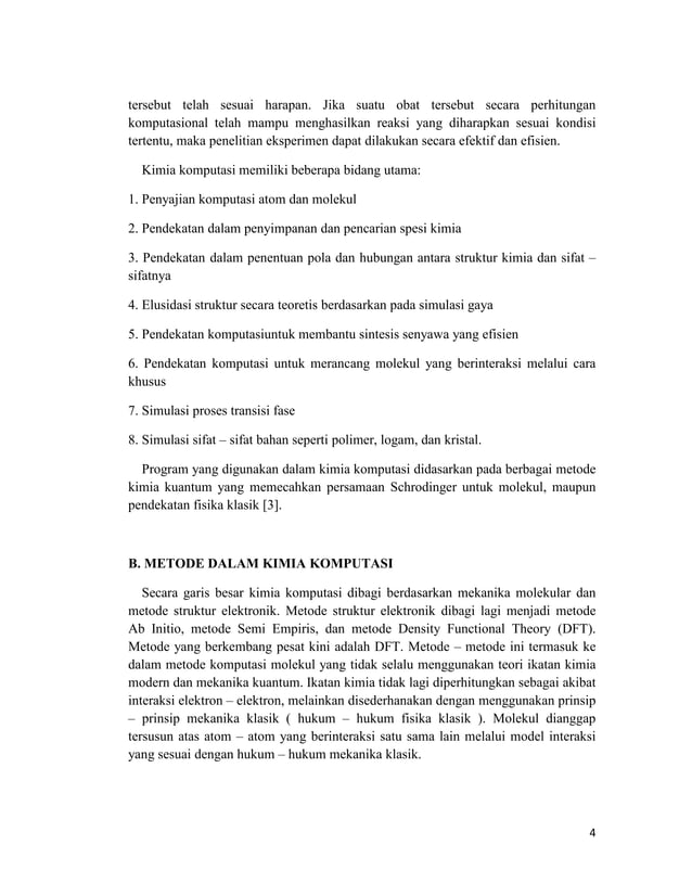 Makalah Farmasi : Aplikasi Kimia Komputasi | PDF