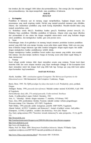 Makalah kondisi pendidikan di indonesia | DOCX