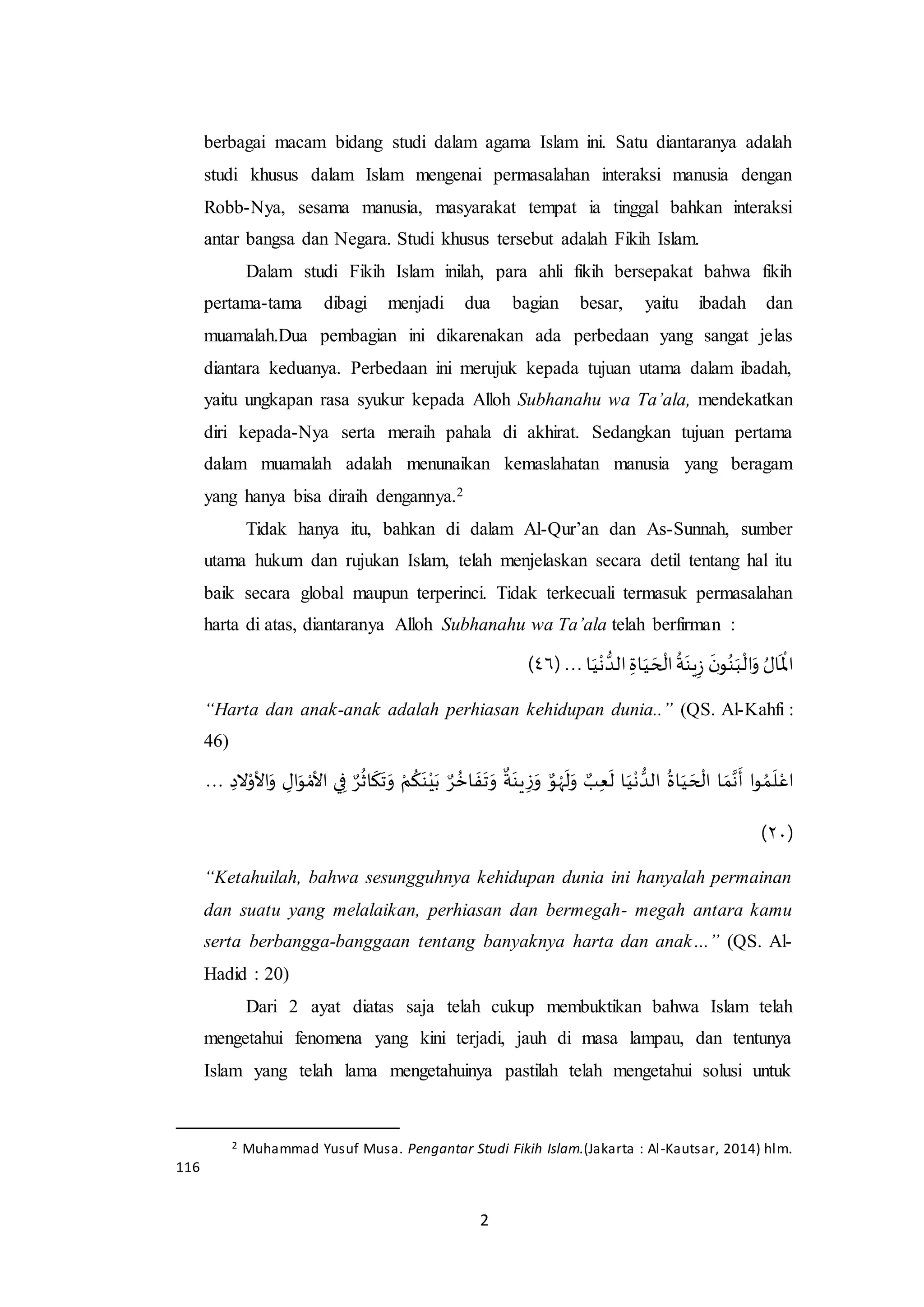 Fiqih Muamalah - Konsep Harta dalam Islam | DOCX