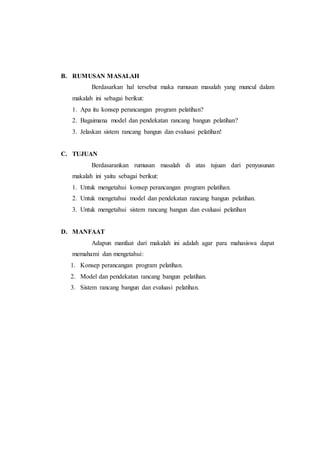 Makalah konsep rancangan program pelatihan | DOCX