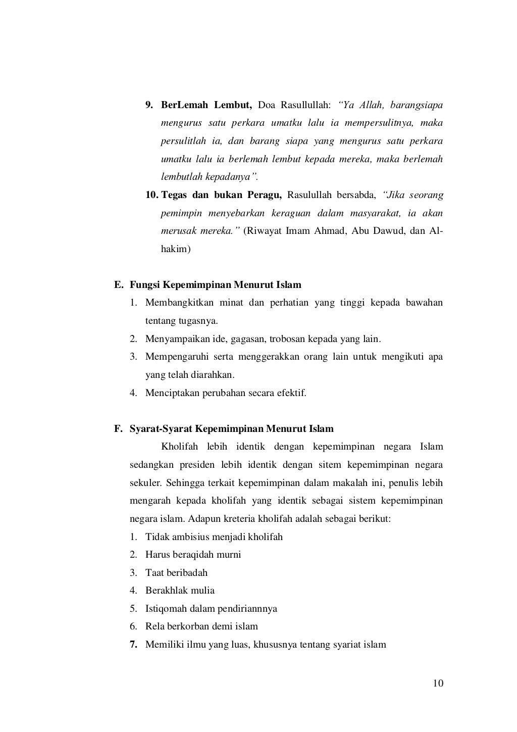 Kriteria Pemimpin dalam Islam, Kepemimpinan Islam Kriteria Pemimpin dalam Islam, Kepemimpinan Islam