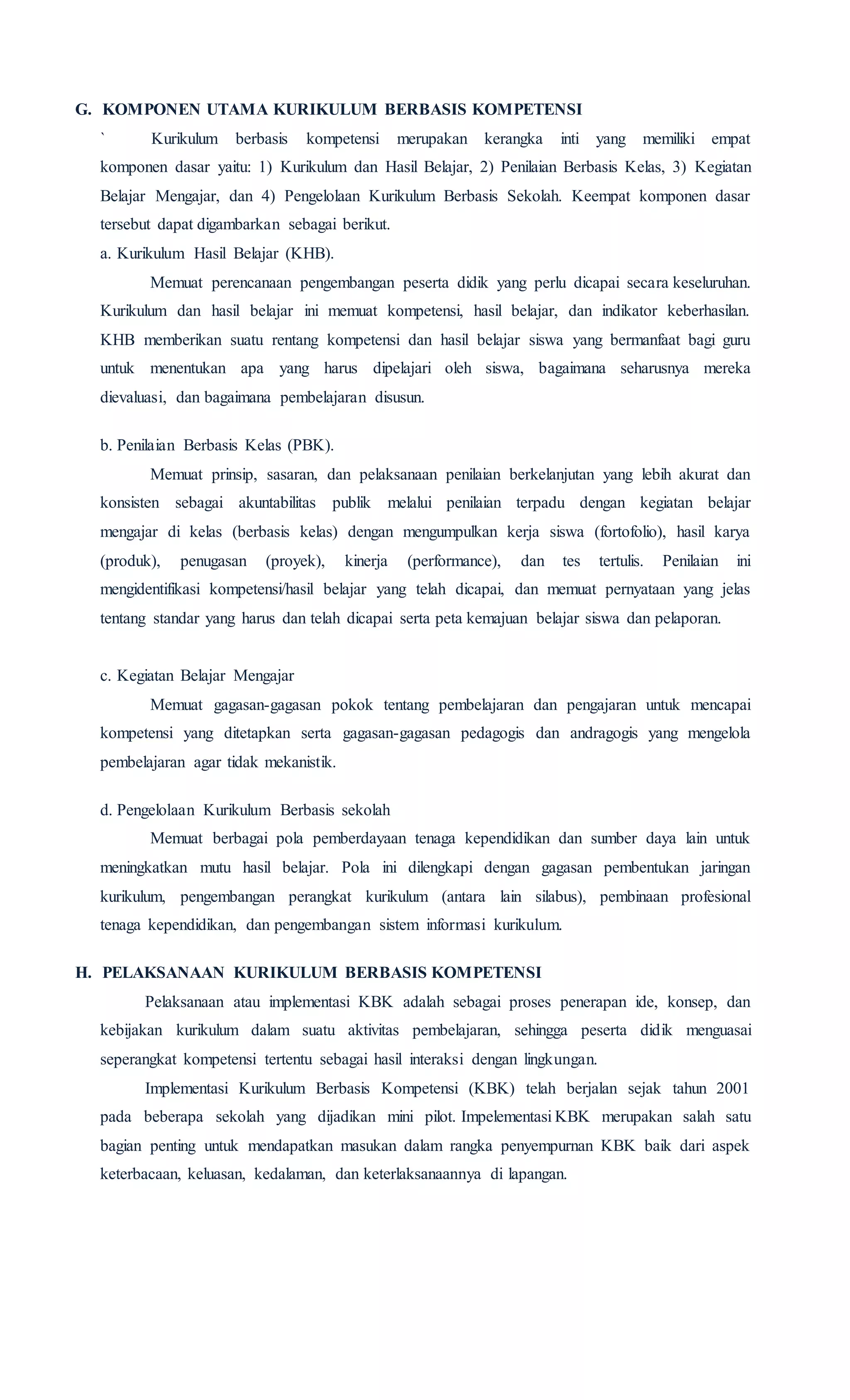 Makalah kurikulum kbk | DOCX