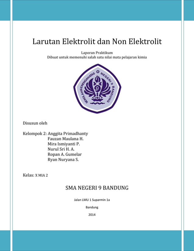 Laporan larutan elektrolit dan non elektrolit | DOCX