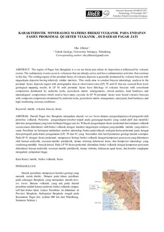 KARAKTERISTIK MINERALOGI MATRIKS BREKSI VULKANIK PADA ENDAPAN FASIES PROKSIMAL QUARTER VULKANIK ...