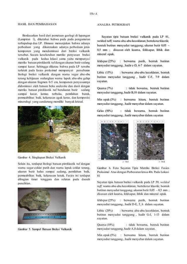 KARAKTERISTIK MINERALOGI MATRIKS BREKSI VULKANIK PADA ENDAPAN FASIES ...
