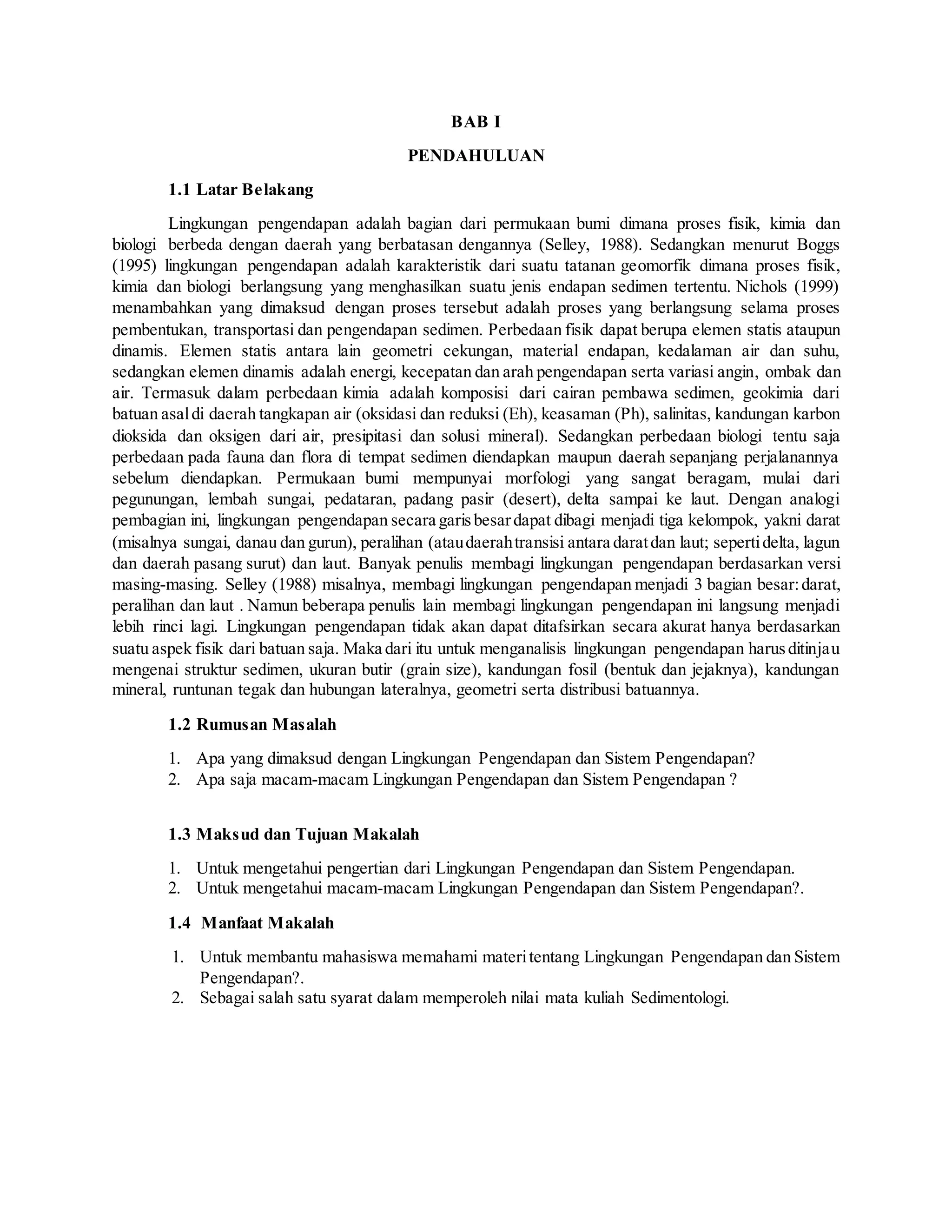 Makalah lingkungan pengendapan | DOCX