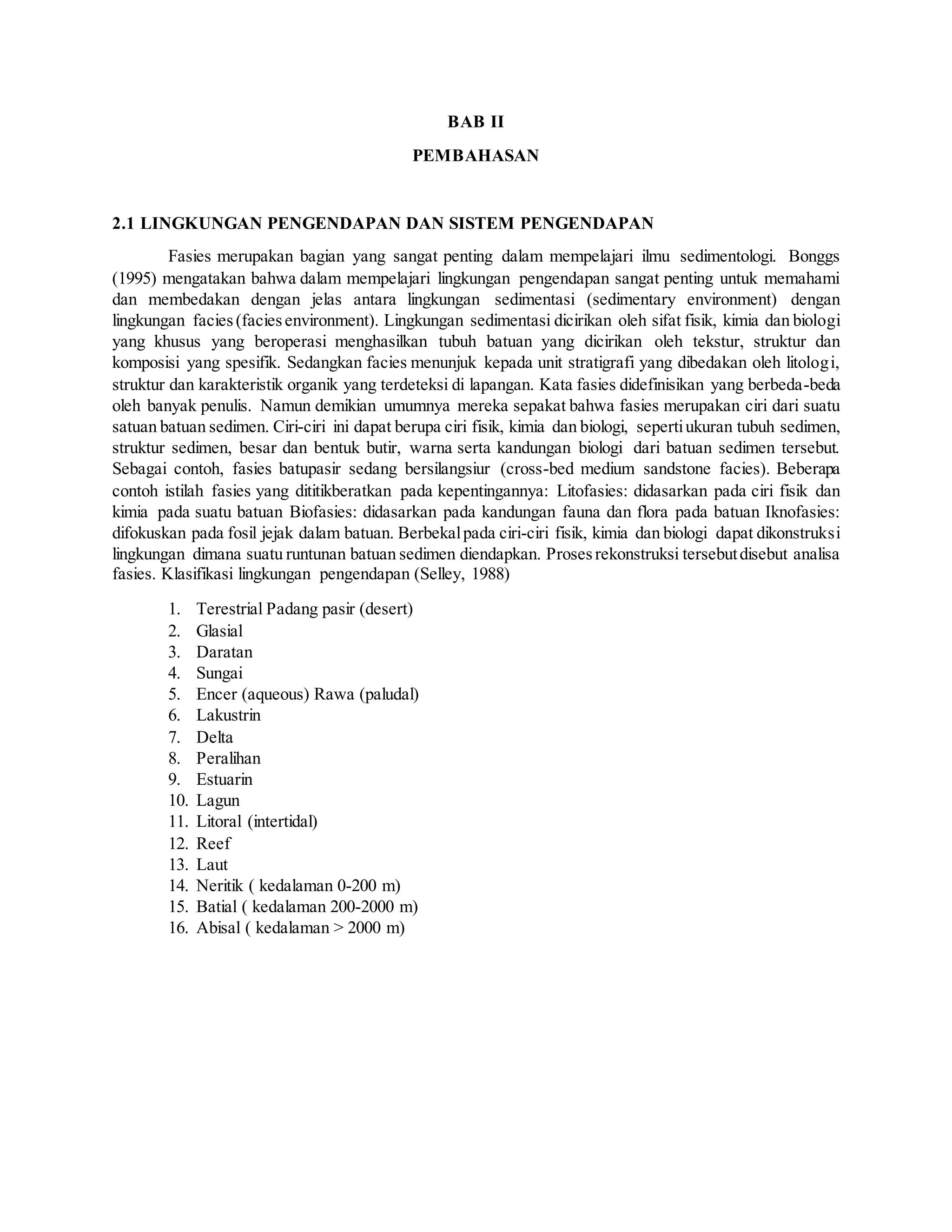 Makalah lingkungan pengendapan | DOCX