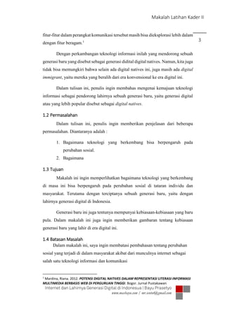 Makalah Lahirnya Generasi Digital Indonesia | PDF