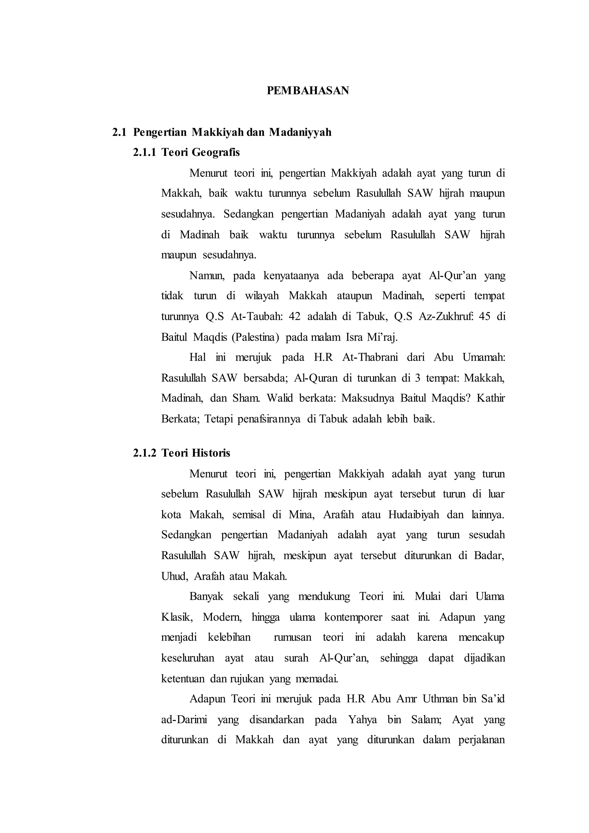 Makalah makkiyah dan madaniyah | DOC