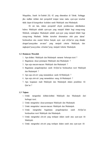 Makalah makkiyah dan madaniyah | DOC