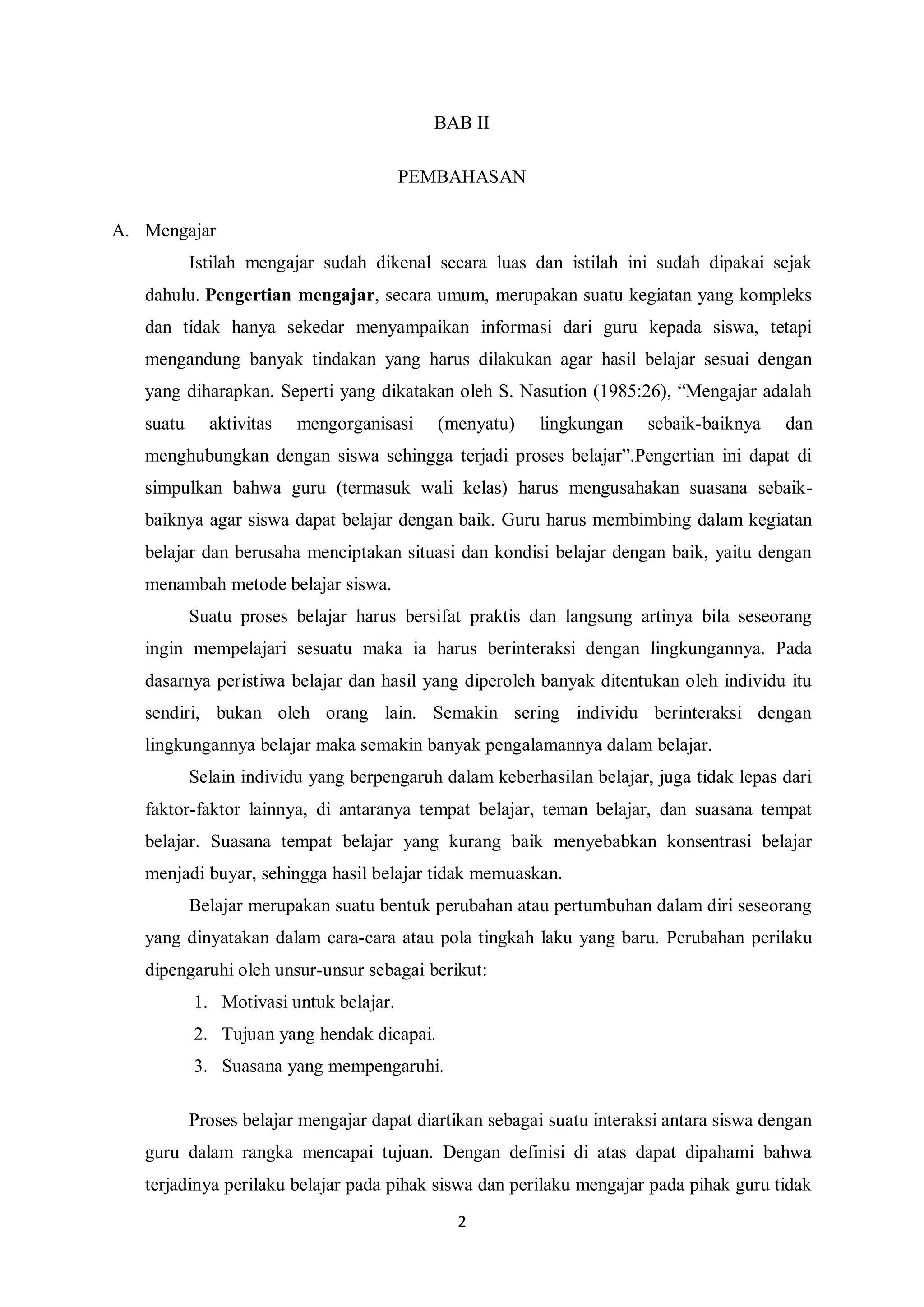Mengajar dan Manajemen Kelas | PDF