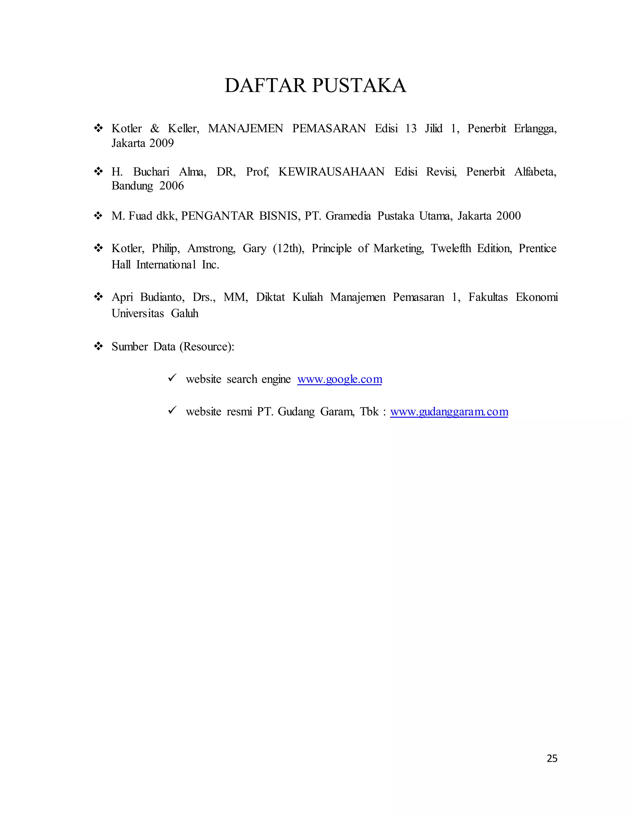 Makalah manajemen pemasaran (studi kasus marketing mix pt. gudang garam ...