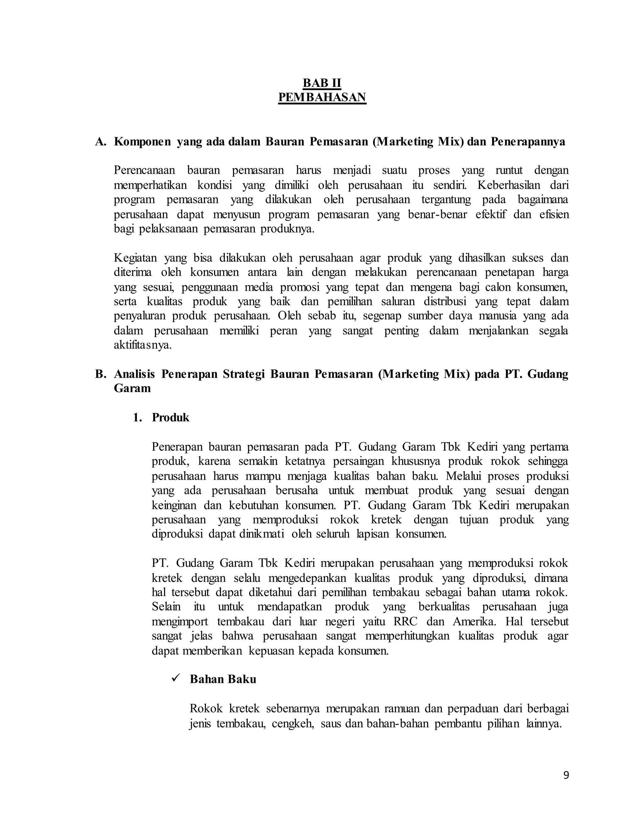 Makalah manajemen pemasaran (studi kasus marketing mix pt. gudang garam ...