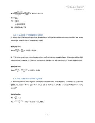 The Cost of Capital/abshor.marantika/Aulia Riskafina Kusuma/3-03 | PDF