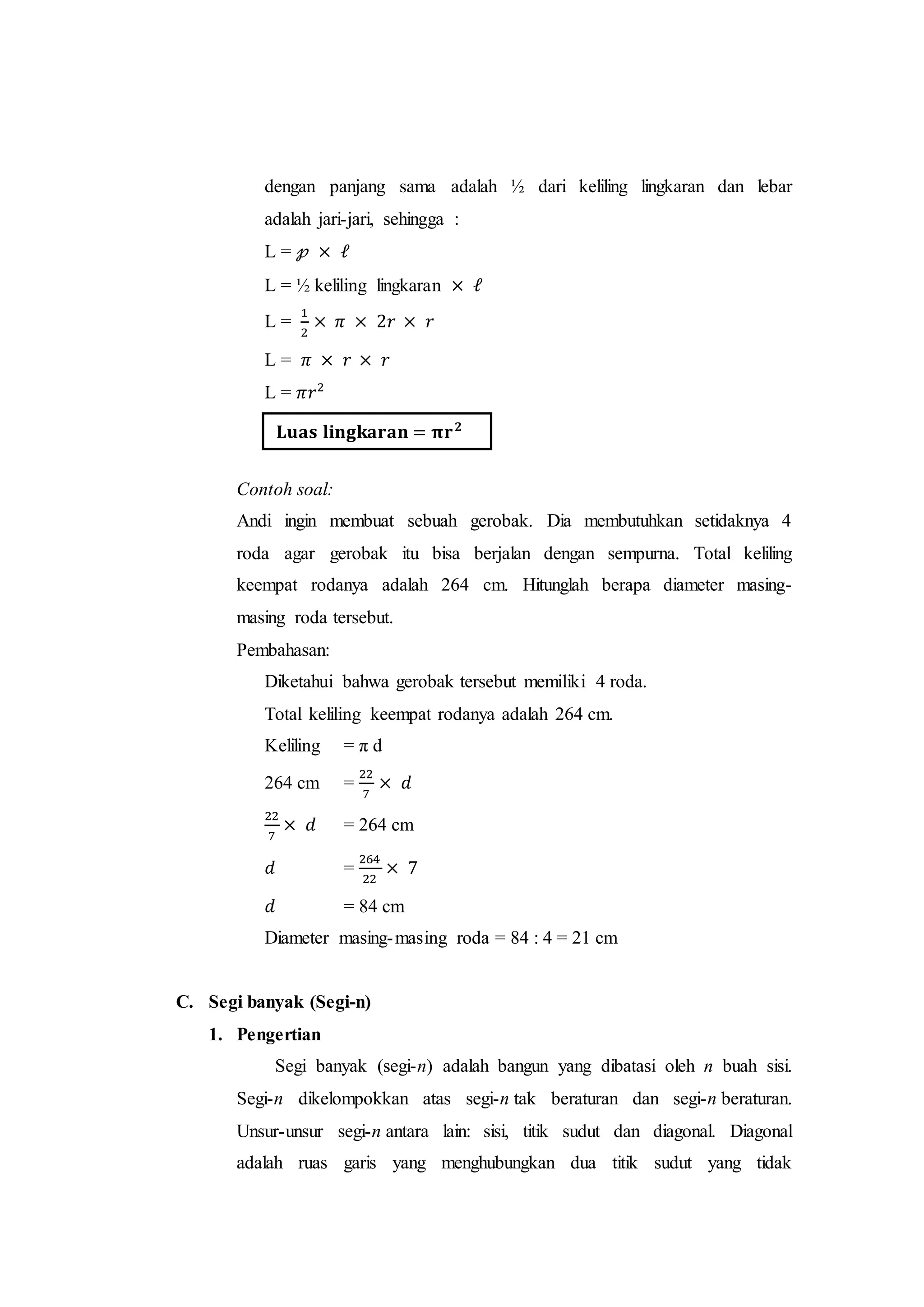 Matematika Bangun Datar (Trapesium, Lingkaran, dan Segi Banyak) | DOCX