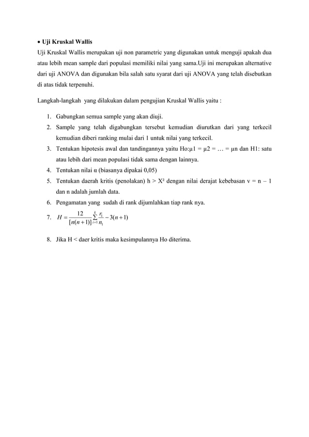 Uji Kruskal Wallis menggunakan Mathlab | PDF