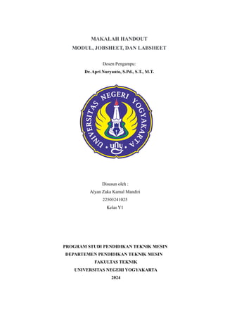 MAKALAH MEDIA PEMBELAJARAN handout, jobsheet. | PDF