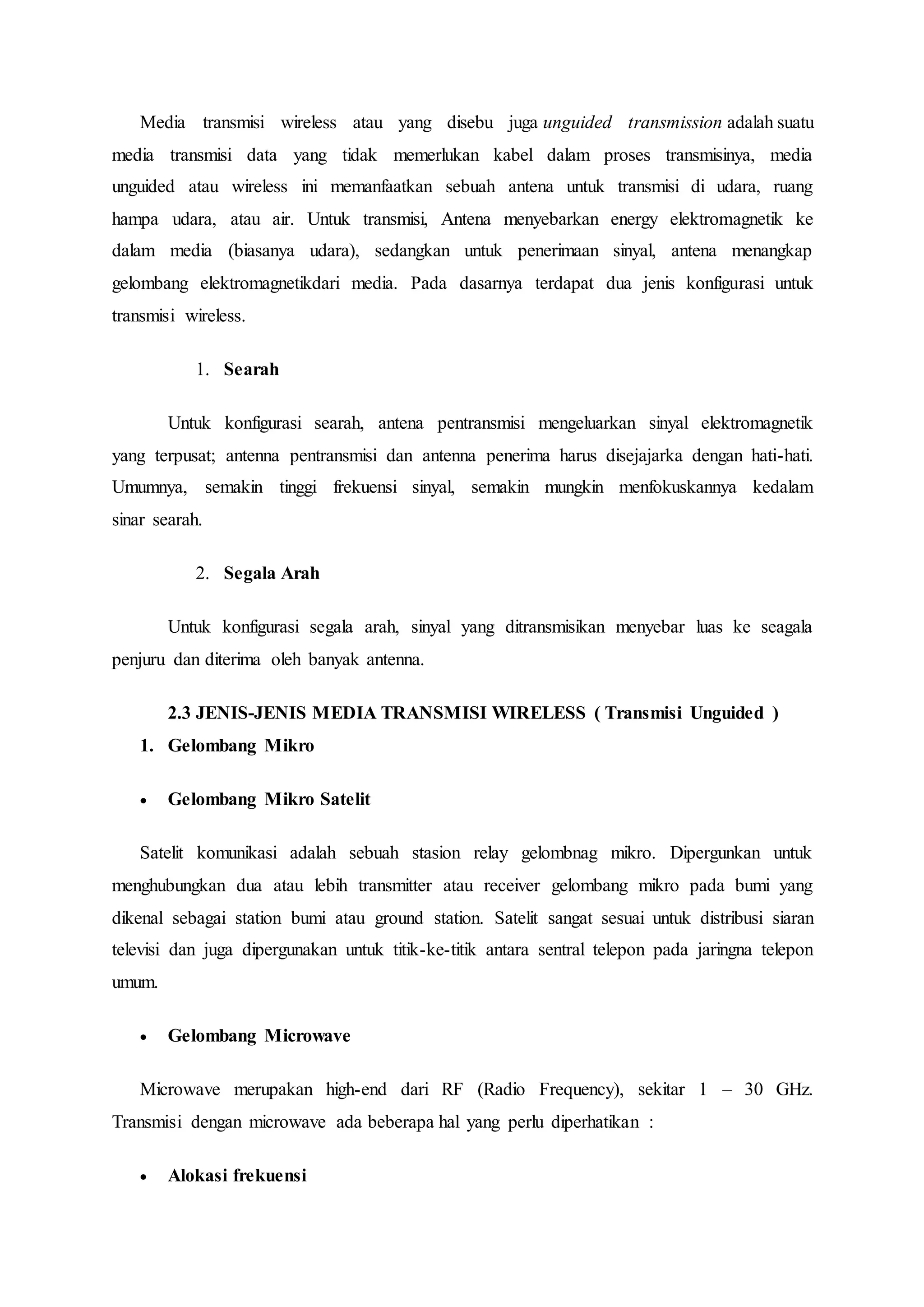 Makalah media transmisi jaringan kabel dan wireless | DOCX