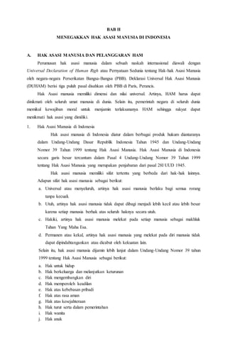 Makalah menegakkan hak asasi manusia di indonesia | DOCX