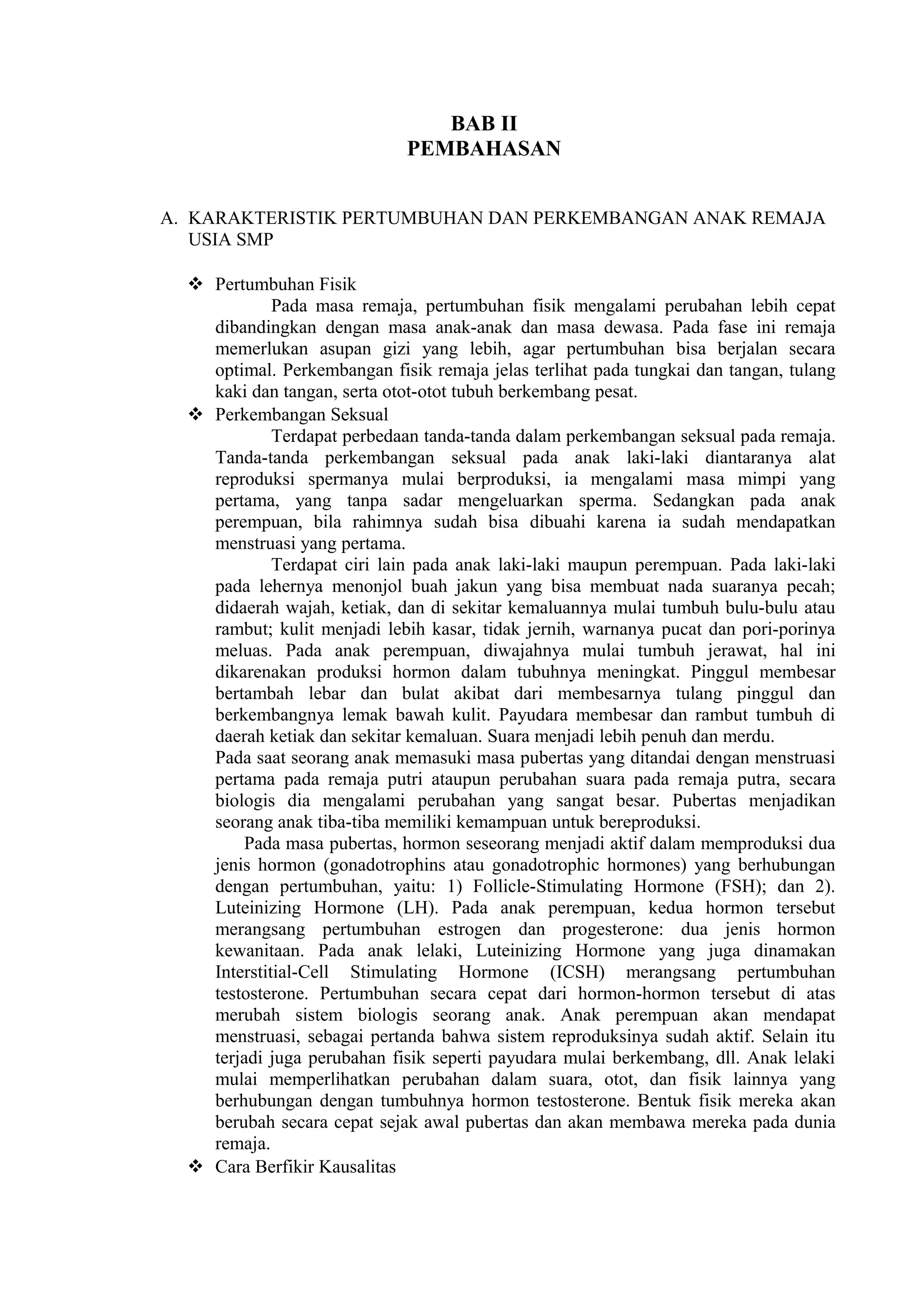 Makalah (mengenal karakter remaja pada siswa smp | DOC