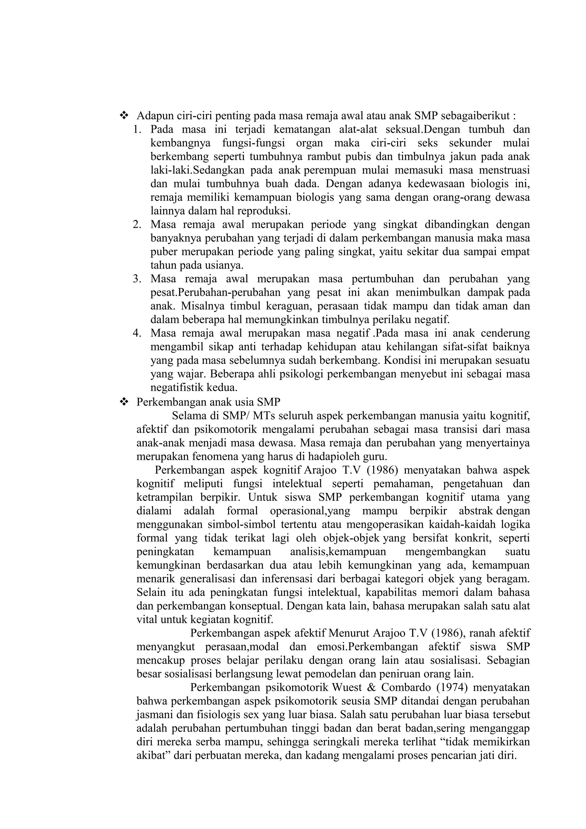 Makalah (mengenal karakter remaja pada siswa smp | DOC