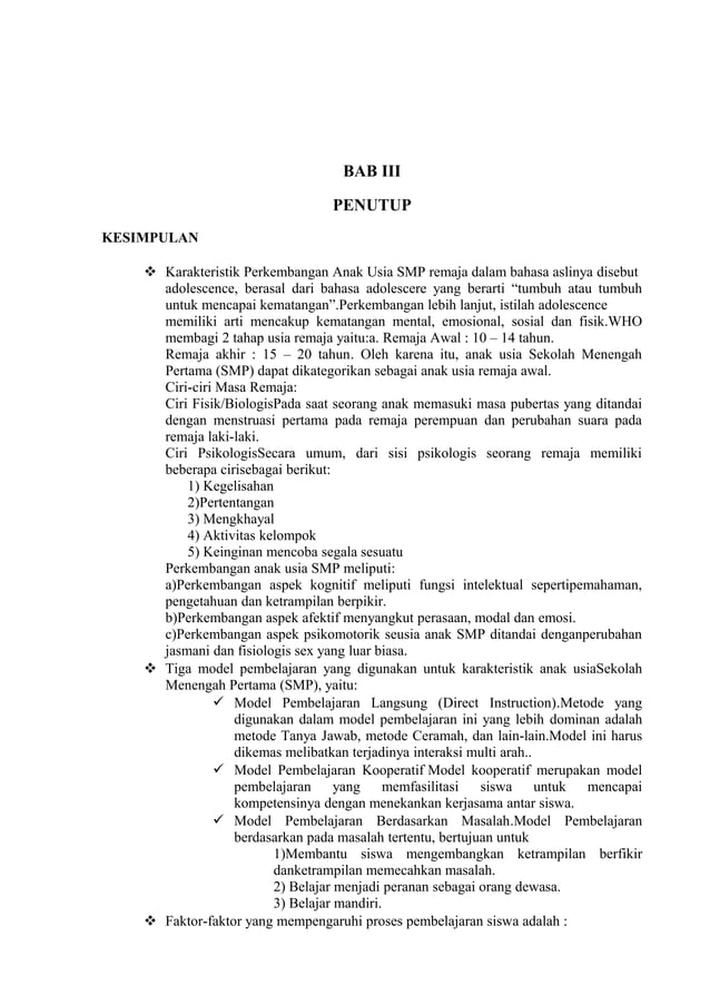 Makalah (mengenal karakter remaja pada siswa smp | DOC