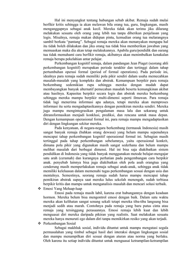 Makalah (mengenal karakter remaja pada siswa smp | DOC