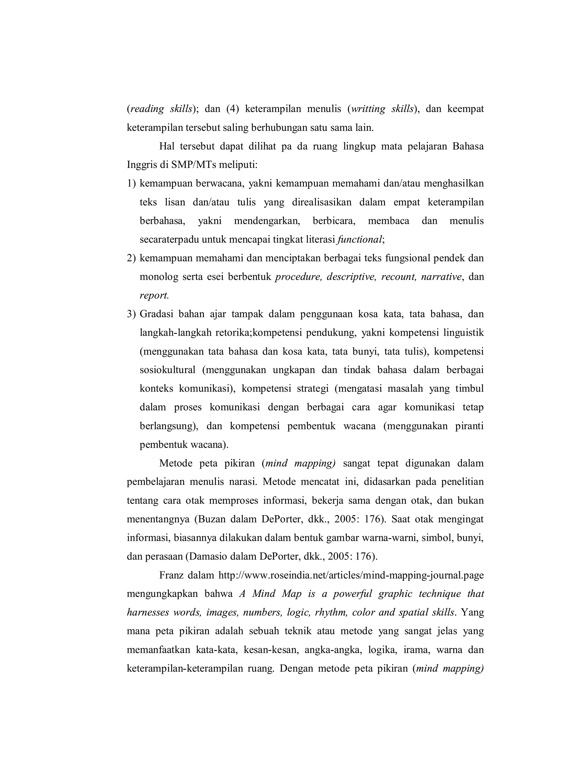 Metode Peta Pikiran (Mind Mapping) dalam Pembelajaran Menulis Narasi ...