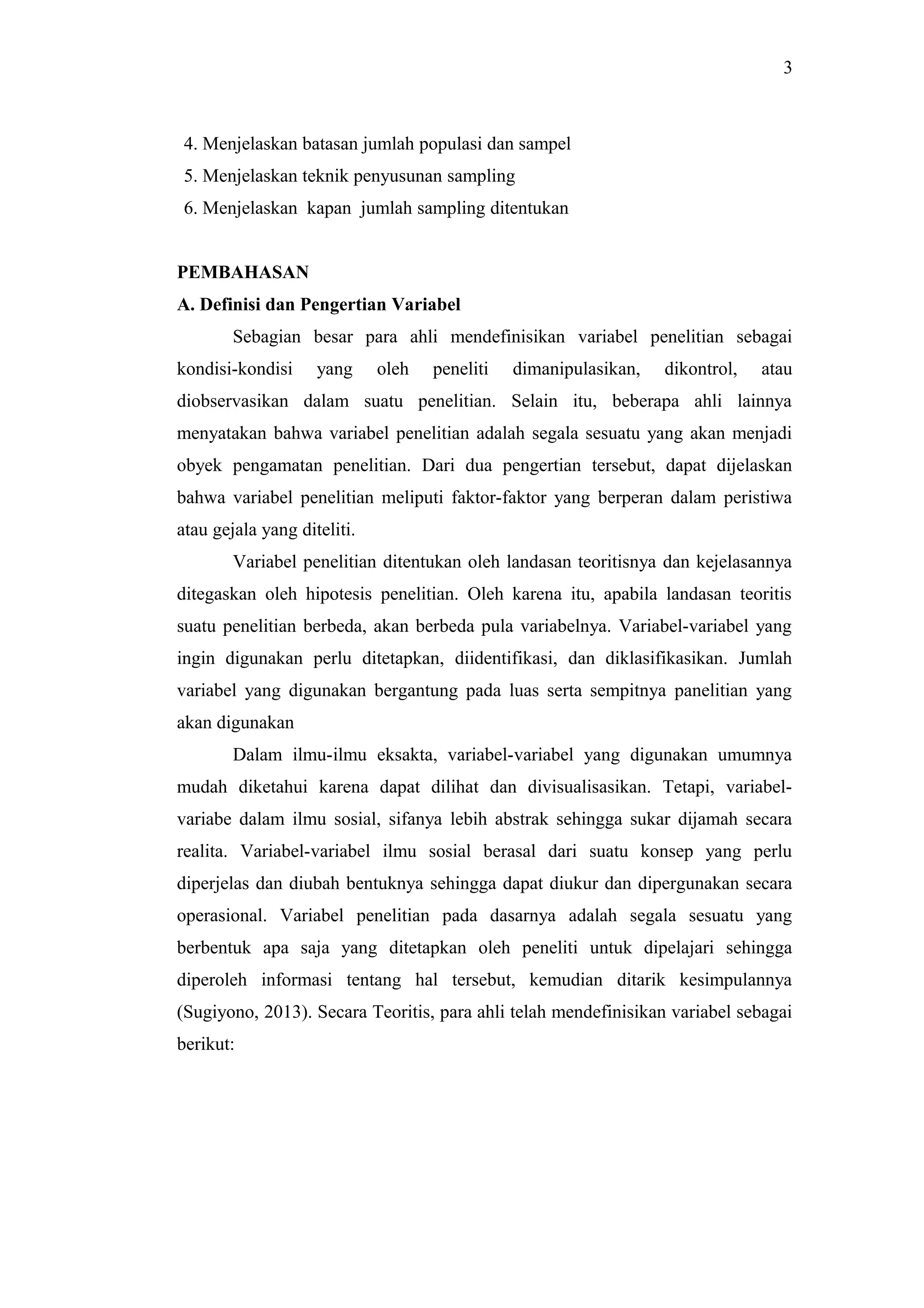 Makalah met.pen kuan (variabel, populasi & sampel) | DOC