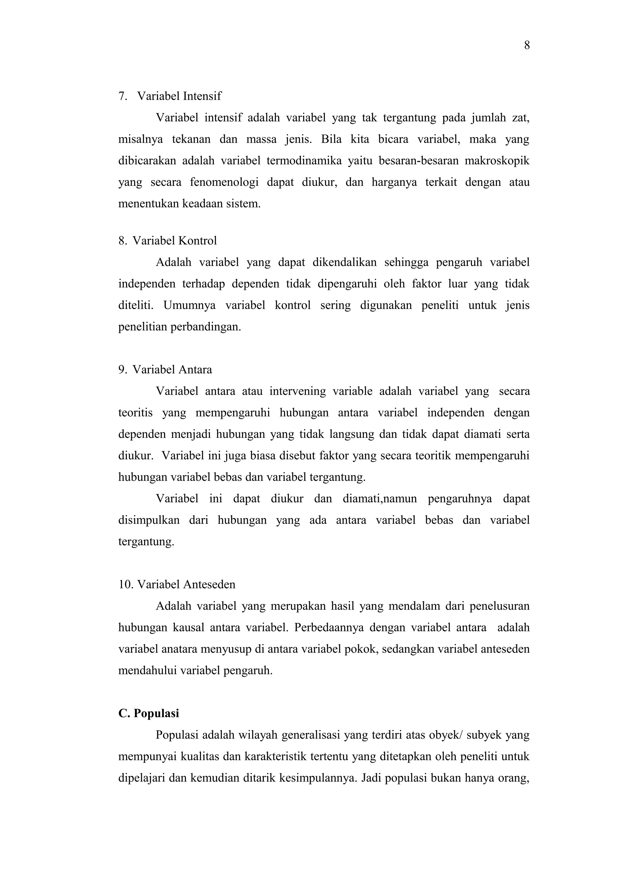 Makalah met.pen kuan (variabel, populasi & sampel) | DOC