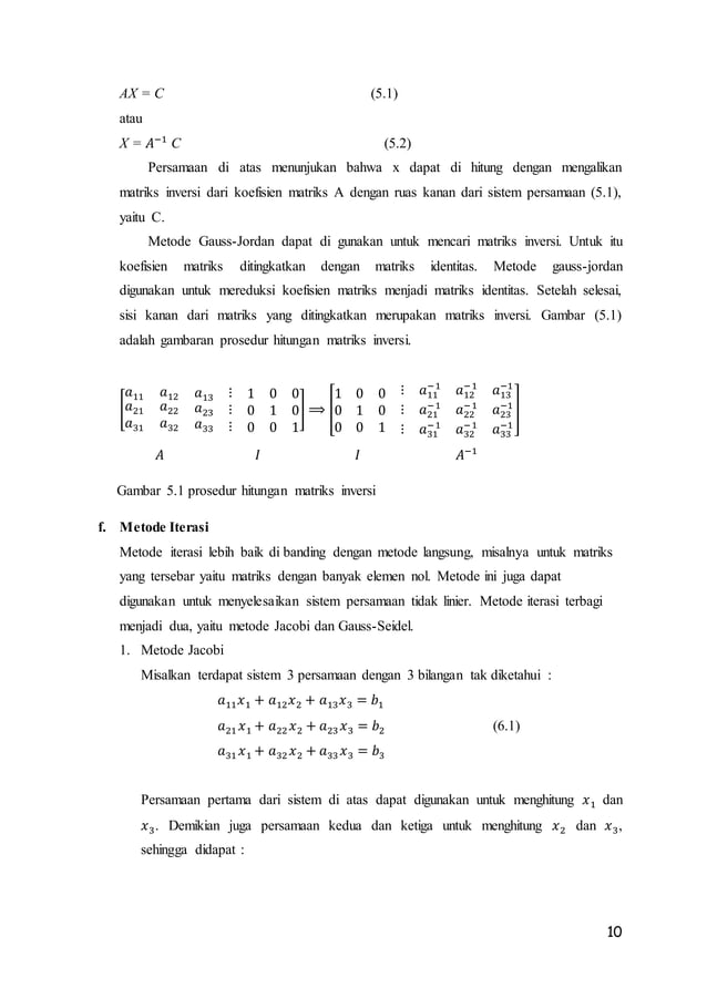 Makalah Metode Numerik : Sistem Persamaan Linear | DOCX