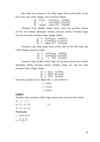 Makalah Metode Numerik : Sistem Persamaan Linear | DOCX