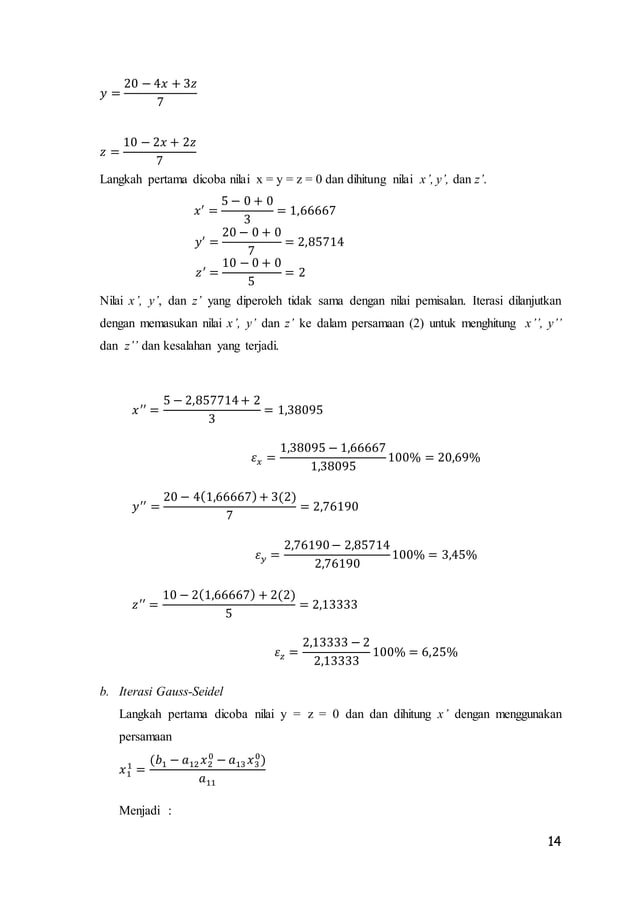 Makalah Metode Numerik : Sistem Persamaan Linear | DOCX