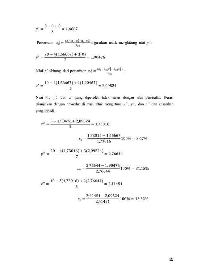 Makalah Metode Numerik : Sistem Persamaan Linear | DOCX