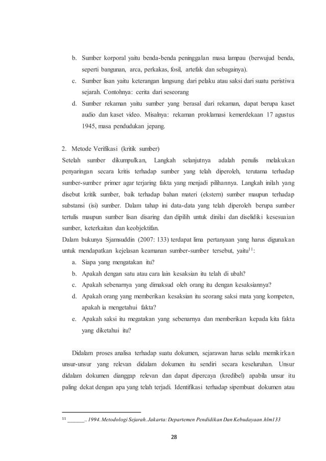 Makalah metode pengumpulan sumber sejarah (1) | PDF