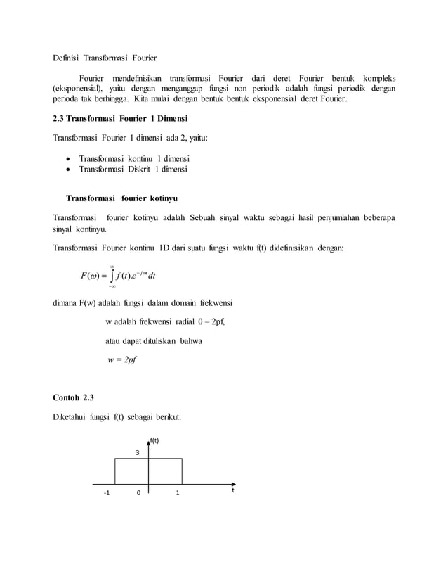 Makalah metode transformasi fourier | DOCX