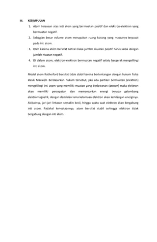 Makalah model atom Rutherford | DOCX