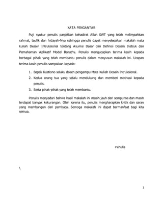 Makalah Asumsi Dasar Dan Definisi Desain Instruksional Dan Pemahaman ...