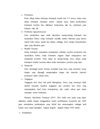 Makalah model pembelajaran nht | DOCX