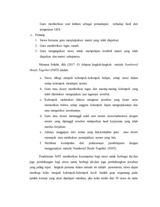 Makalah model pembelajaran nht | PDF
