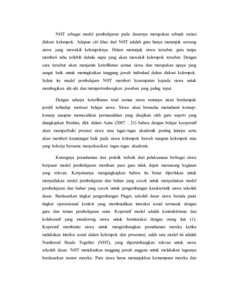 Makalah model pembelajaran nht | DOCX
