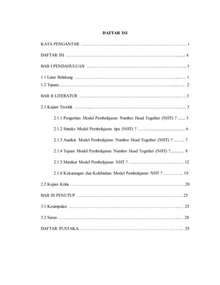 Makalah model pembelajaran nht | PDF